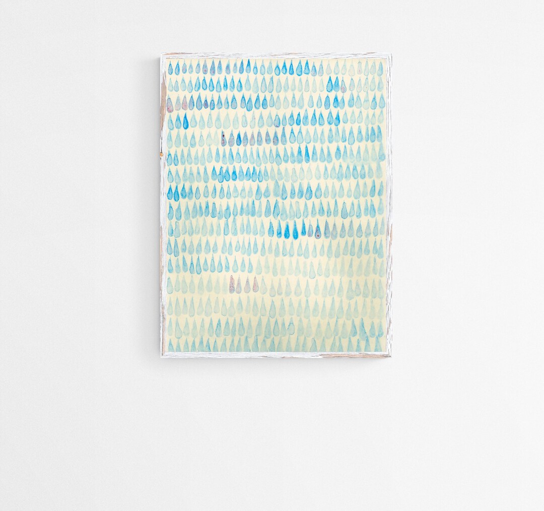 Raindrop Drawing Blue Watercolor Print - Etsy