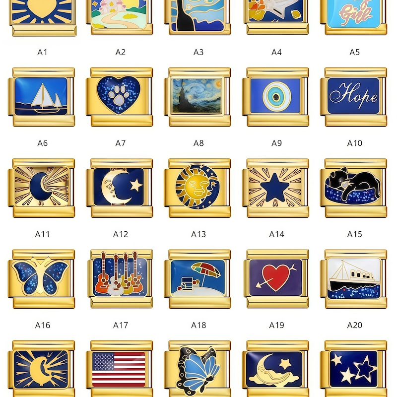 Gold Trim Italian Charms - Etsy