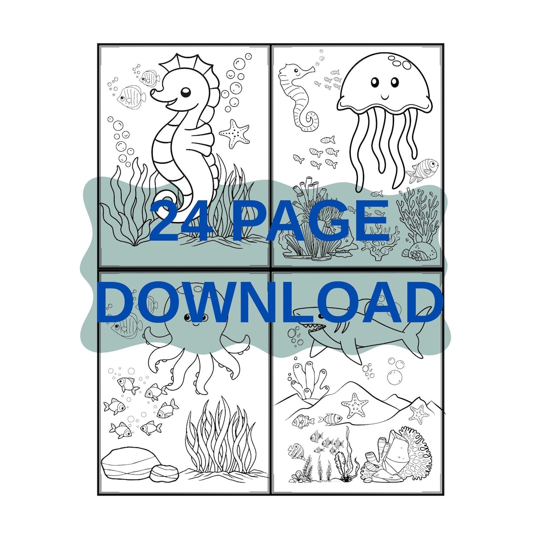 Ocean Children's Coloring Pages Printable Digital Download - Etsy