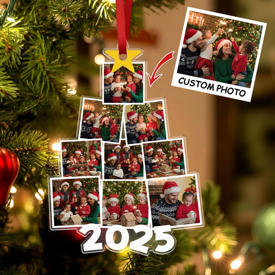 Personalized Family Photo Christmas Tree Ornament 2025, Custom Photo ...