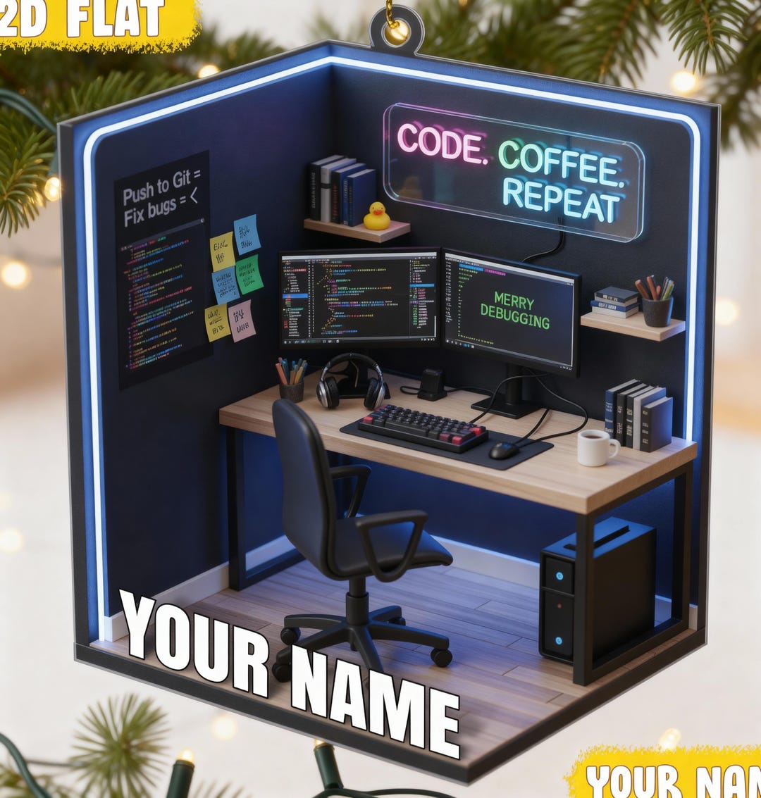 Personalized Software Developer Corner Ornament 2025, Custom Tech ...