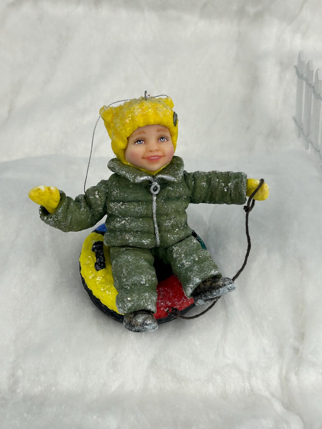 Handmade Cotton Wool Ornament – Boy on Snow Tube | Christmas Tree ...