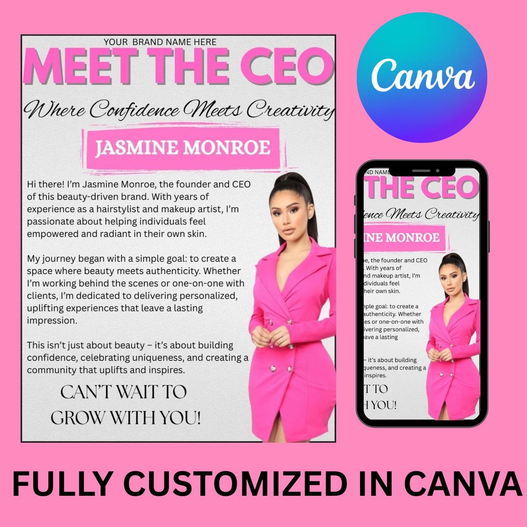 DIY Meet the CEO Flyer Template: Editable Canva Design (digital ...