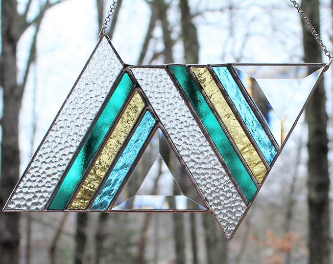 Stained Glass Suncatcher Window Panel With Bevels. Triangle ...