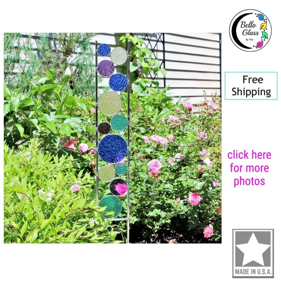 The Original Circle Glass Garden Decor©. Blue Purple and - Etsy