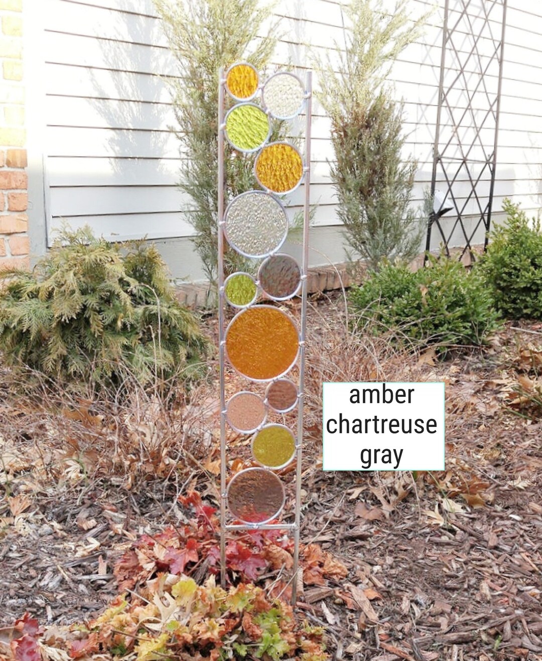 The Original Circle Glass Garden Decor©. Amber Gray and - Etsy