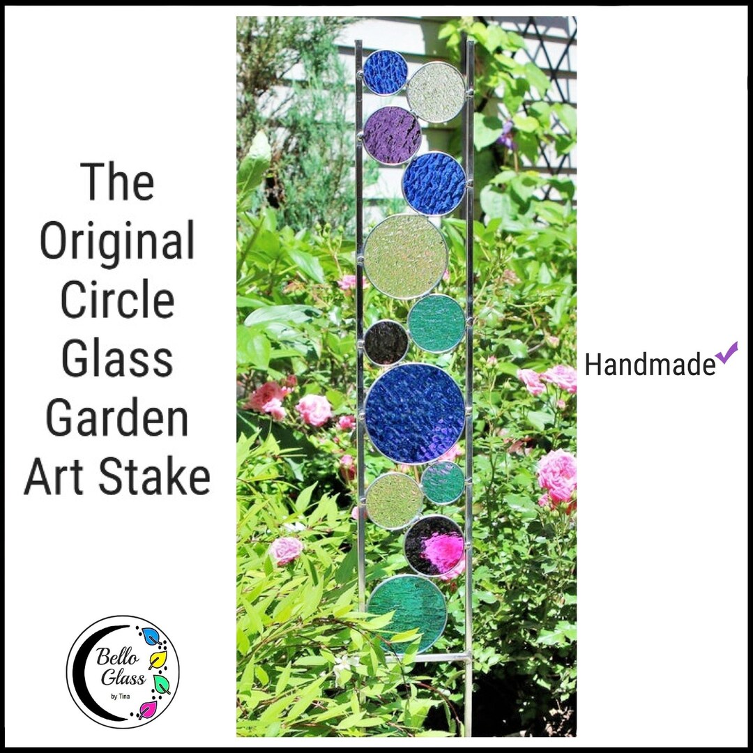 The Original Circle Glass Garden Decor©. Blue Purple and - Etsy