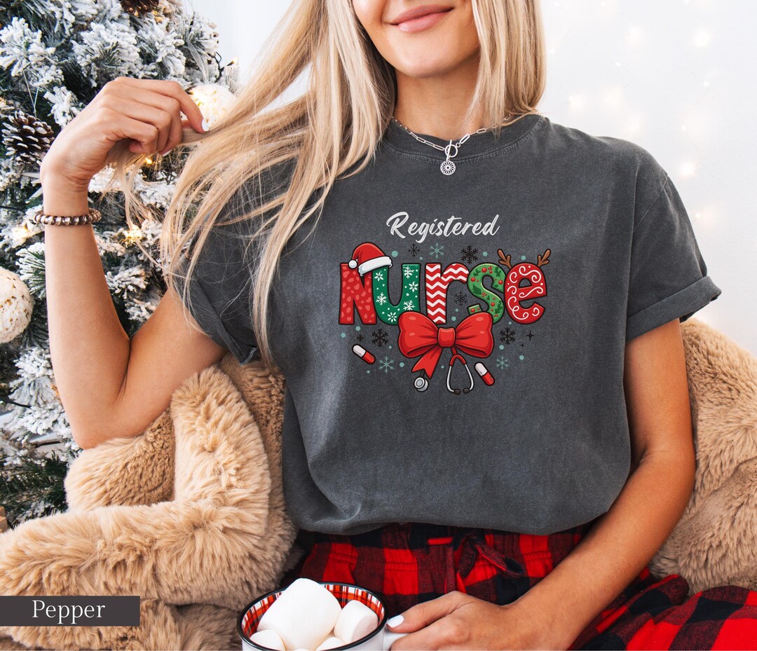 Registered Nurse Shirt, RN Comfort Colors® Shirt, RN Nurse Christmas ...