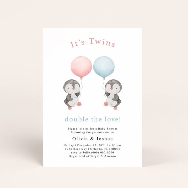 Twin Baby Shower Invitation - Etsy