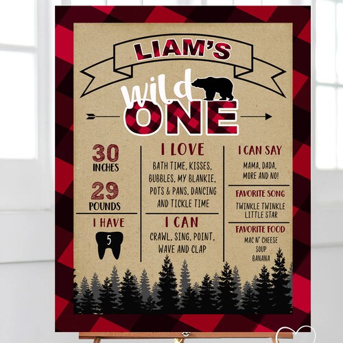 Editable Lumberjack Milestone Birthday Poster Buffalo Plaid | Etsy