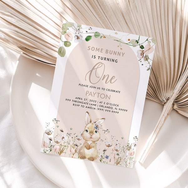 Bunny Birthday Invitation - Etsy
