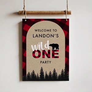 Buffalo Plaid Wild One Arch Welcome Sign - First Birthday Party ...