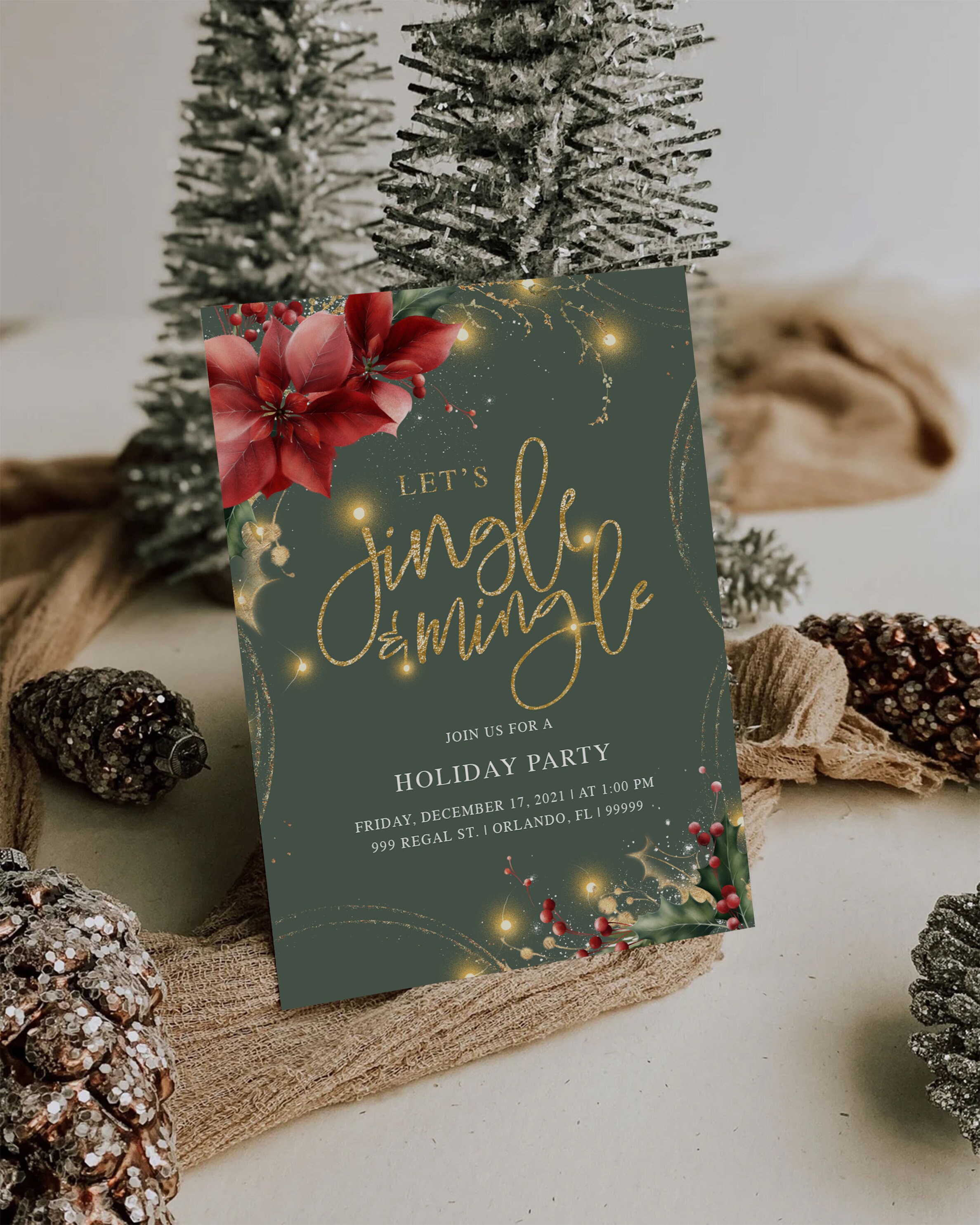 Jingle and Mingle Holiday Invitation Template, Office Party, Christmas ...