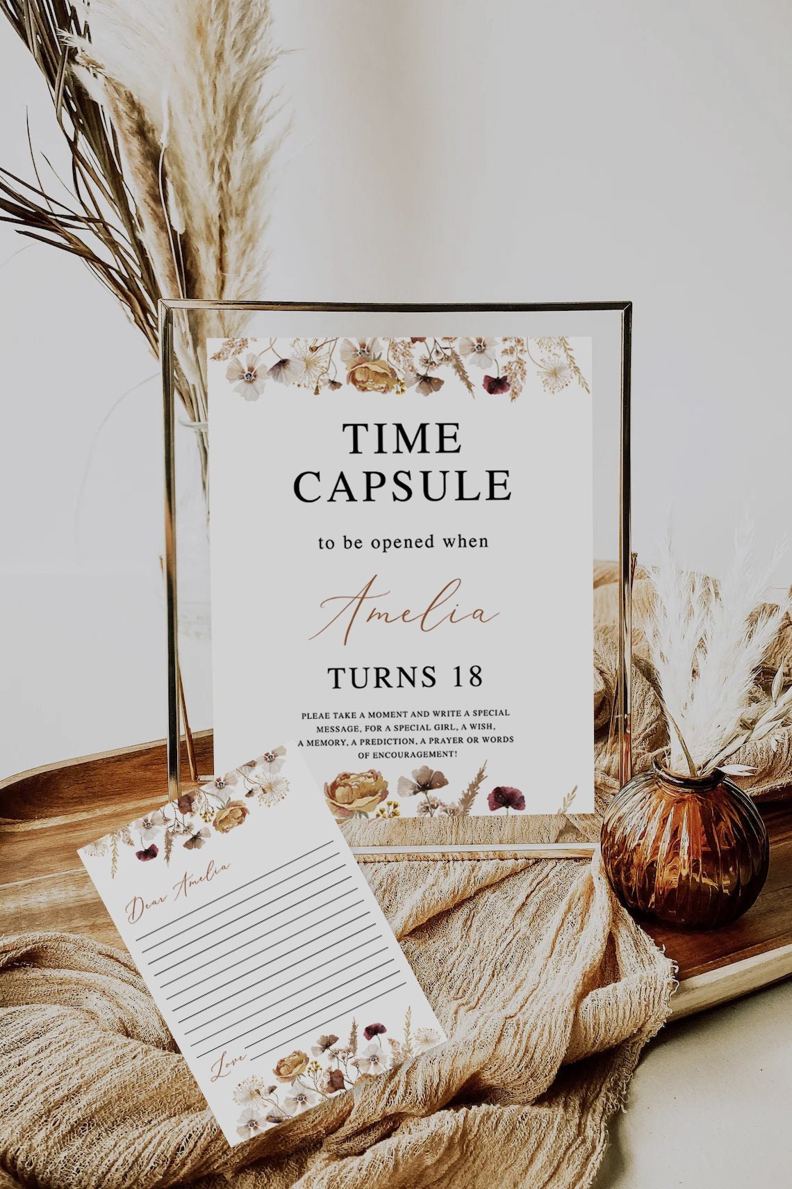 Wildflowers Time Capsule Template Editable Template Girl - Etsy