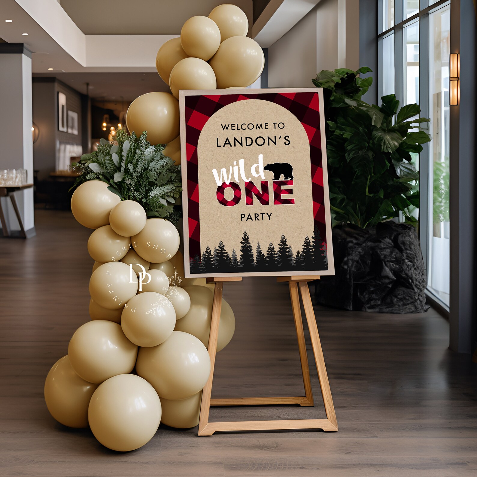 Buffalo Plaid Wild One Arch Welcome Sign - First Birthday Party ...
