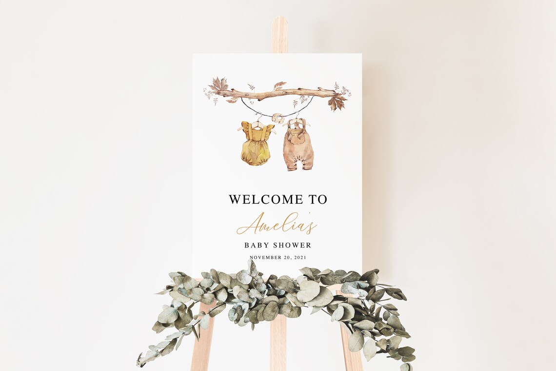 Editable Gender Neutral Welcome Sign, Printable File, Boho Rustic Baby ...
