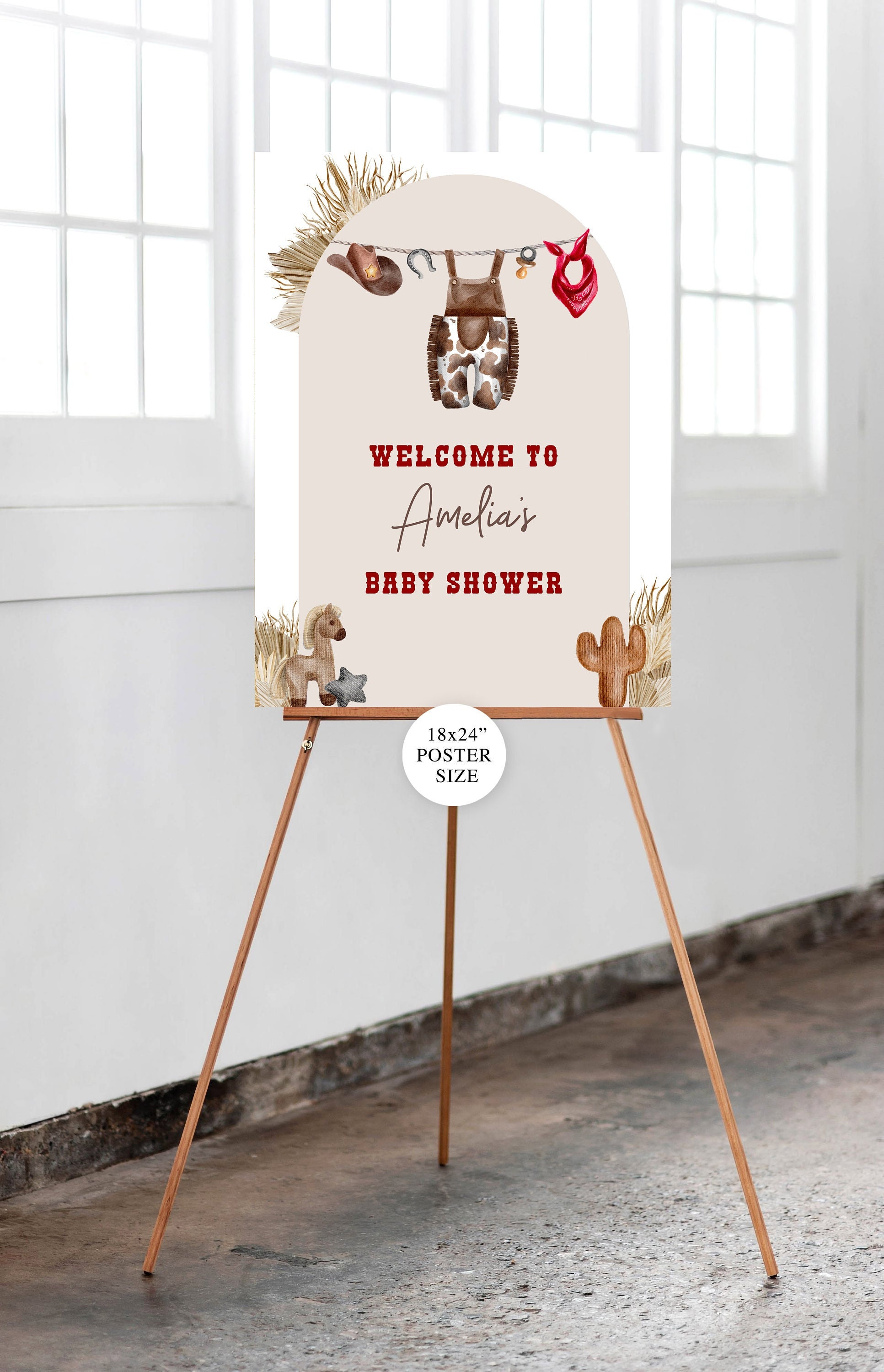 Wild West Baby Shower Welcome Sign: Cowboy Clothesline (editable ...
