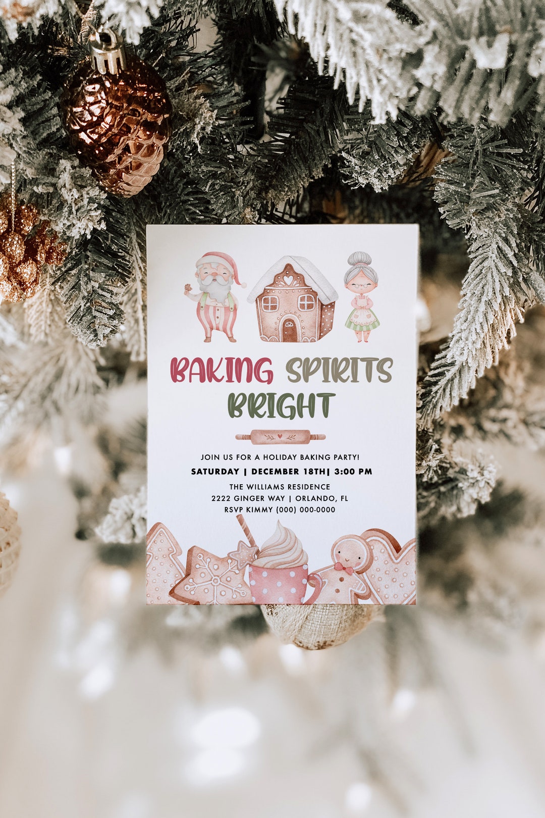 Christmas Baking Invitation Template, Christmas Party Invitation ...
