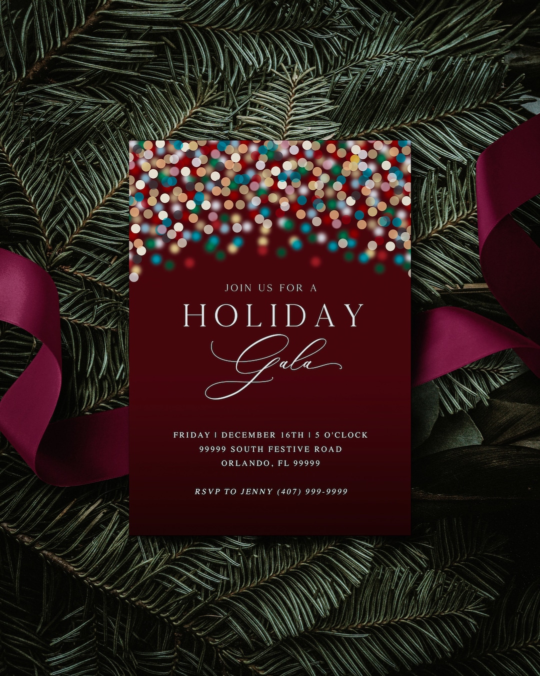 Holiday Gala Invitation Template, Holiday Party, Christmas Party Invite ...