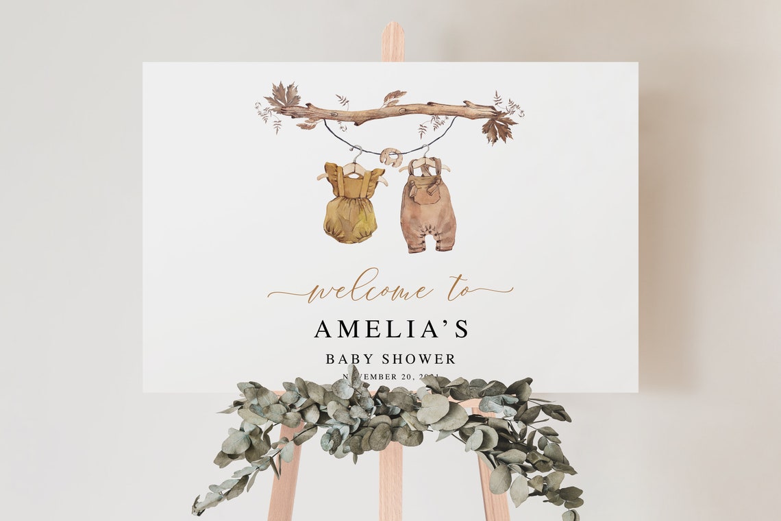 Editable Gender Neutral Welcome Sign, Printable File, Boho Rustic Baby ...