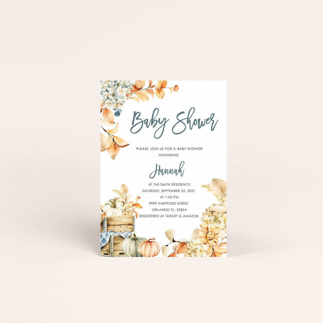 Rustic Autumn Baby Shower - Editable Fall Invitation - Celebrate the ...