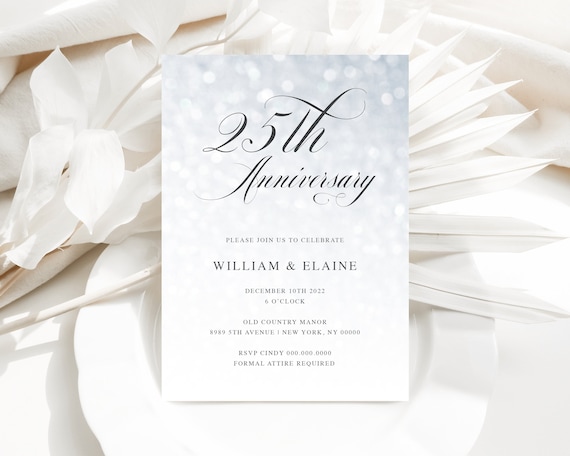 Blank Printable 25th Anniversary Invitations