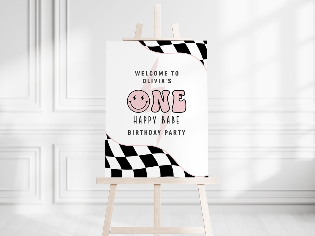 One Happy Babe Editable Welcome Sign Template for First Birthday Party ...