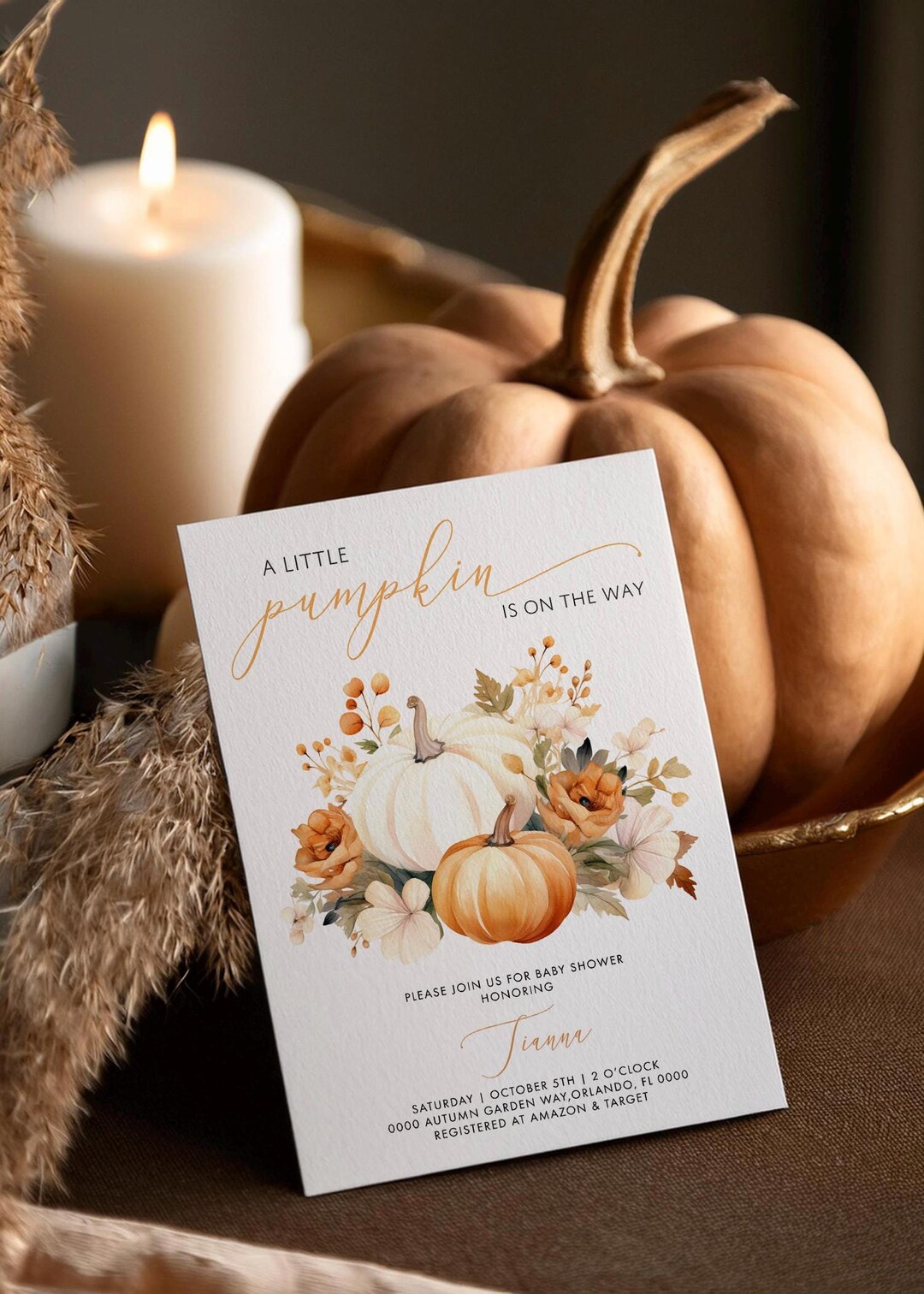 Little Pumpkin, Fall Baby Shower Invitation, Autumn Pumpkin Theme ...