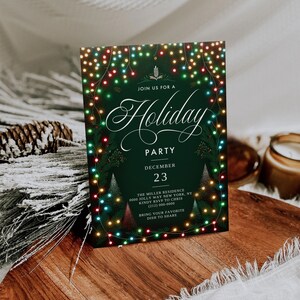 Holiday Party Invitation Template, Printable Christmas Invite, Festive ...