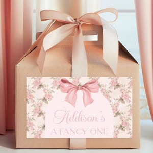 Vintage Pink Floral Love Shack Party Favor Gable Label With Elegant Bow ...