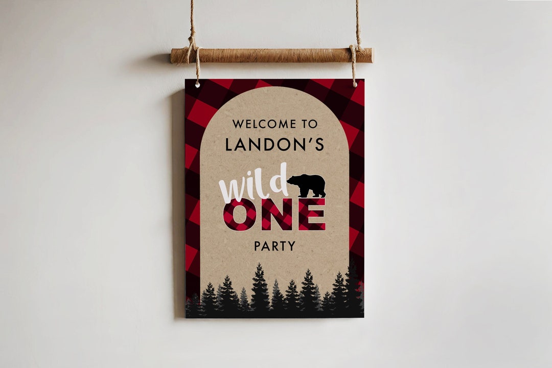 Buffalo Plaid Wild One Arch Welcome Sign - First Birthday Party ...