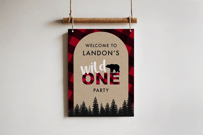 Buffalo Plaid Wild One Arch Welcome Sign - First Birthday Party ...