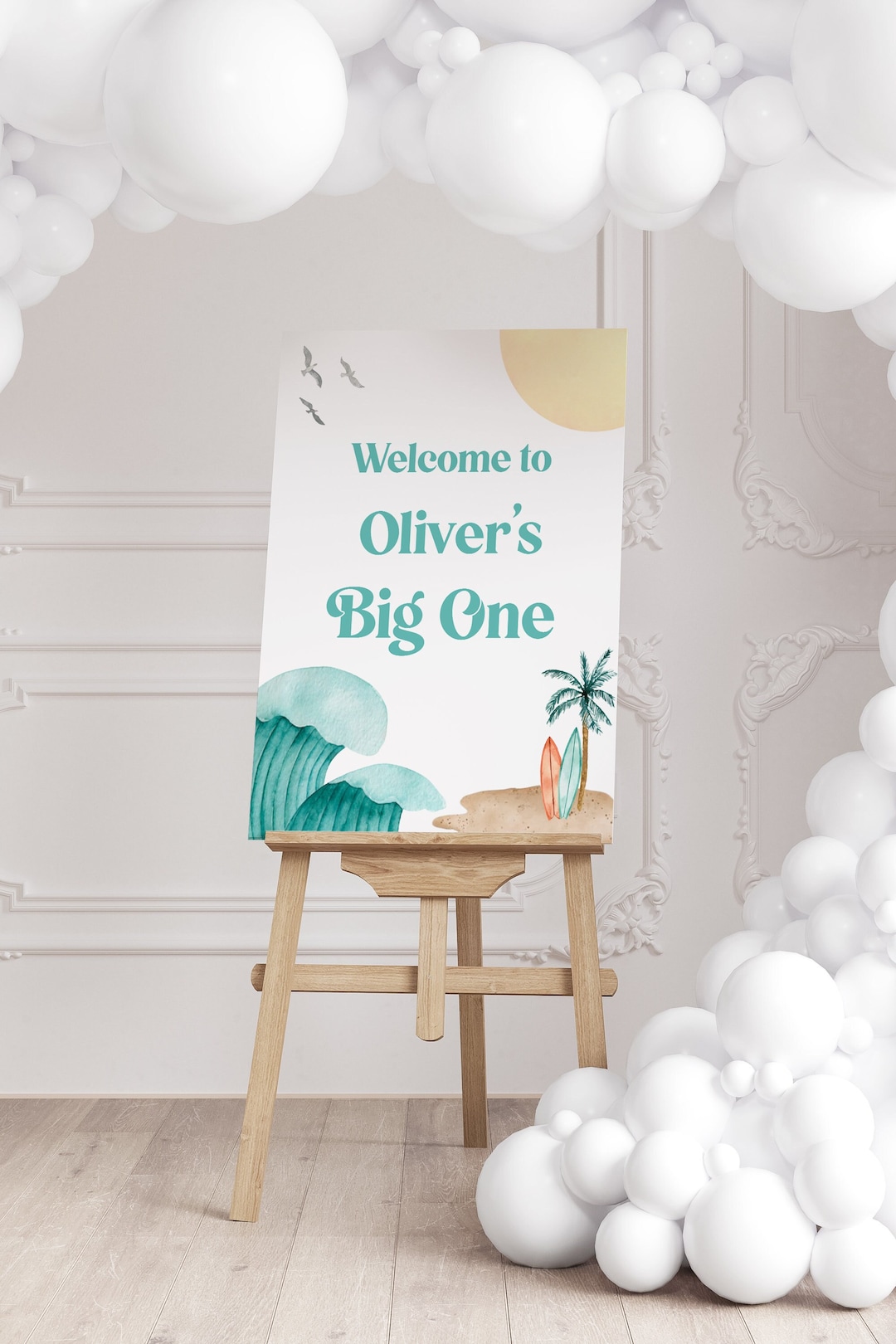 The Big One, First Birthday Welcome Sign, Editable Welcome Sign, Surf ...