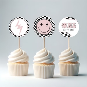 Editable One Happy Babe First Birthday Cupcake Toppers - Instant ...