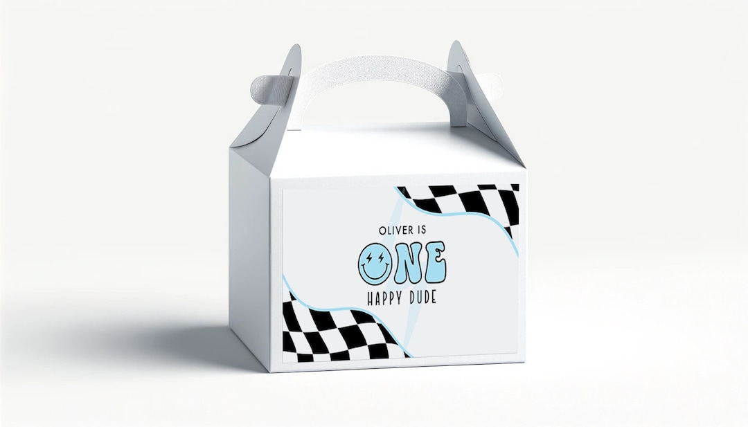 One Happy Dude Themed Gable Box Label Template, Editable First Birthday ...