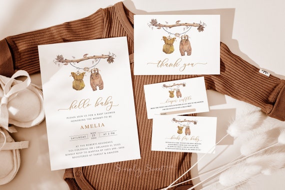 Gender Neutral Baby Shower Invitation Bundle Editable - Etsy