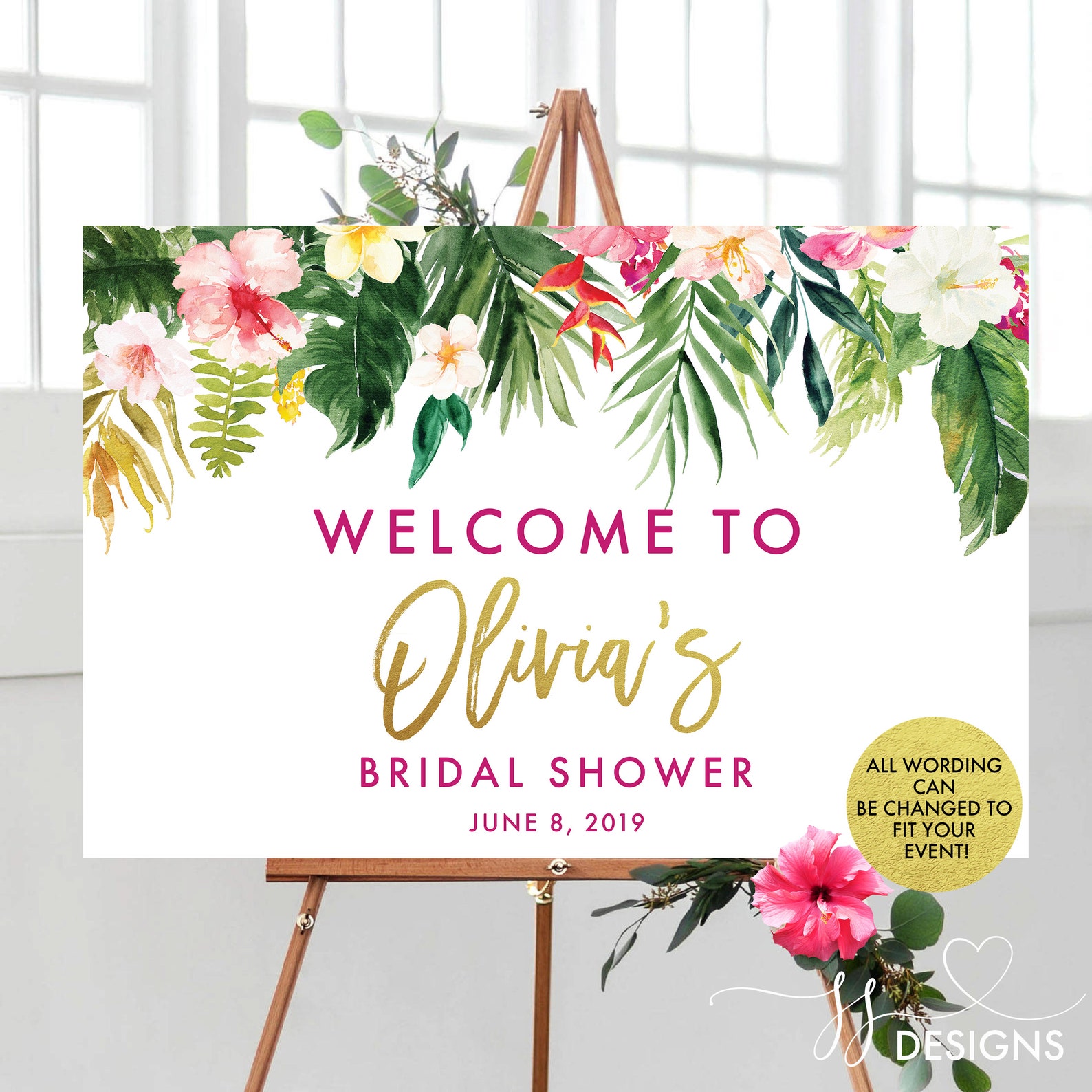 Tropical Welcome Sign Summer Bridal Shower Sign Printable - Etsy