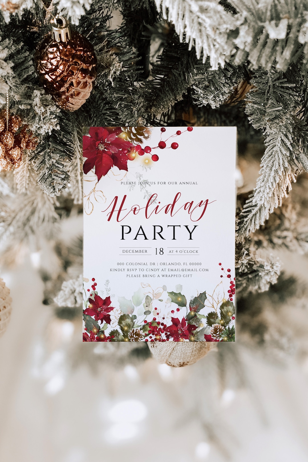 Holiday Party Invitation Editable Template, Christmas Digital Invite ...