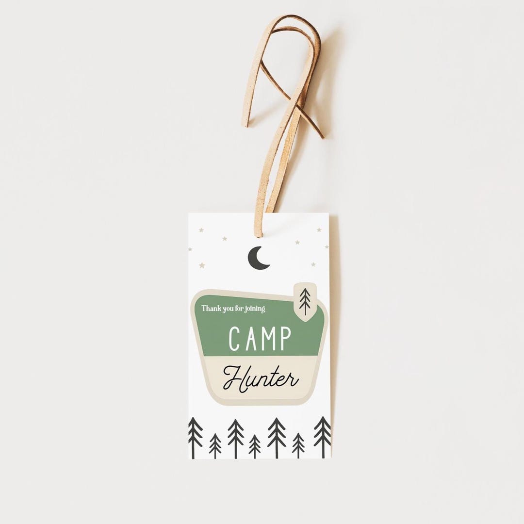Editable Happy Camper Favor Tags: Camping Birthday Party (digital ...