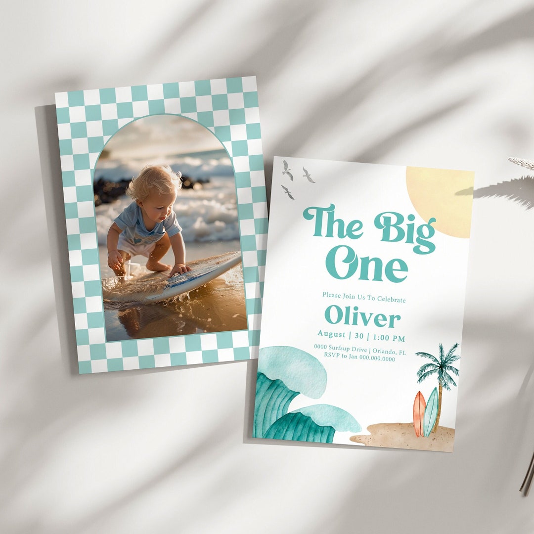 The Big One First Birthday Invitation, Editable Birthday Photo Invite ...