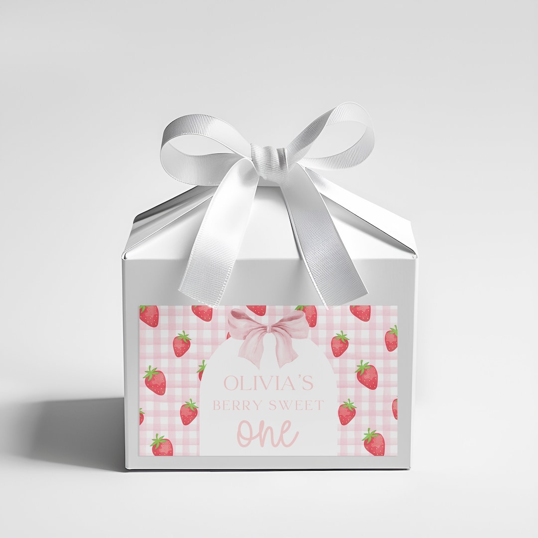 Berry Sweet One, Strawberry Themed First Birthday Party Favor Box With ...