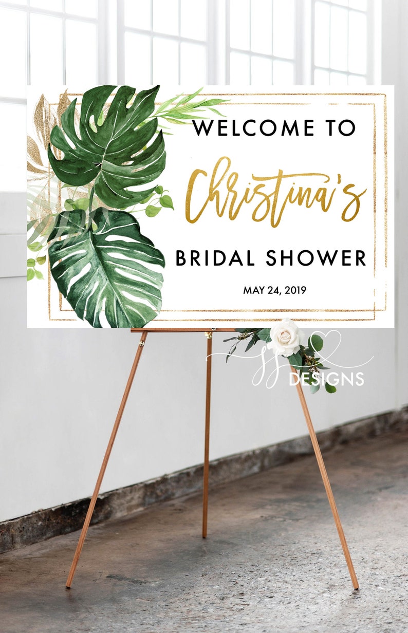 Tropical Bridal Shower Welcome Sign Editable Template - Etsy