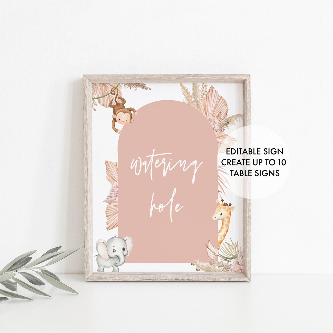 Editable Safari Table Signs for Kids Birthday, Customizable Jungle ...