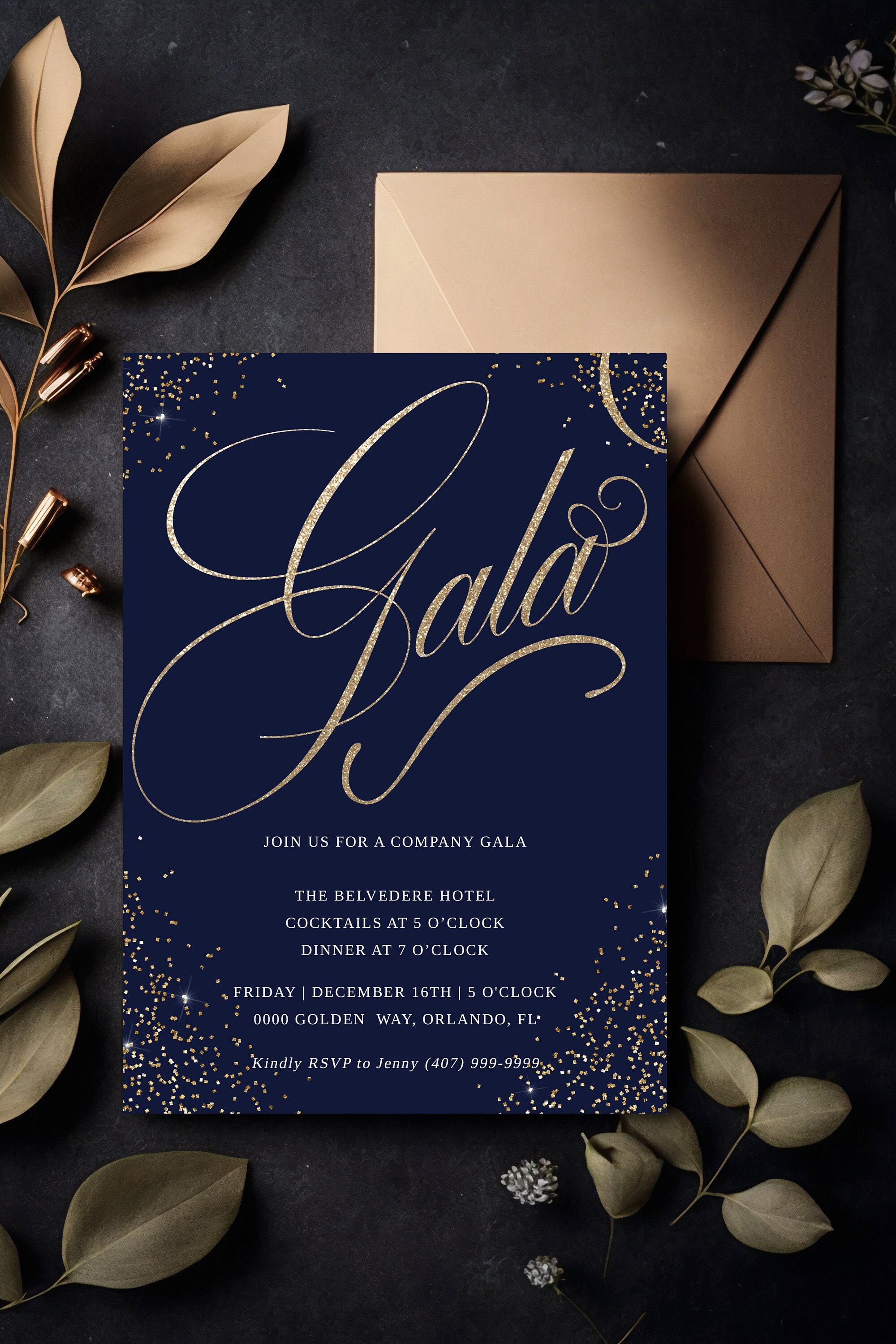 Elegant Company Gala Invitation: Customizable & Printable Corporate ...