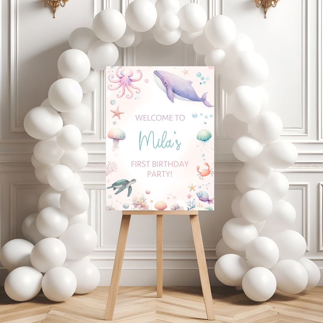 Editable Oneder the Sea Welcome Sign, Under the Sea 1st Birthday Party ...