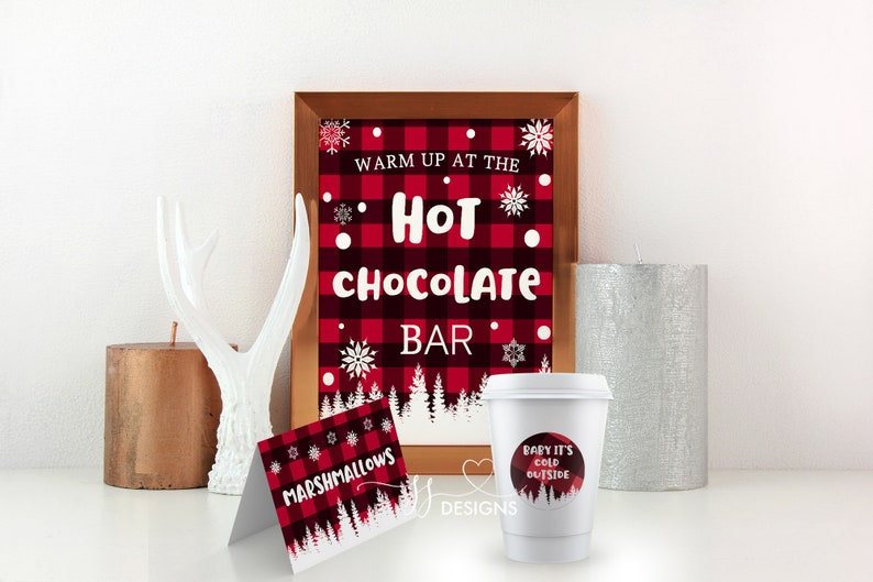 Buffalo Plaid Hot Chocolate Bar Bundle Printable Sign - Etsy