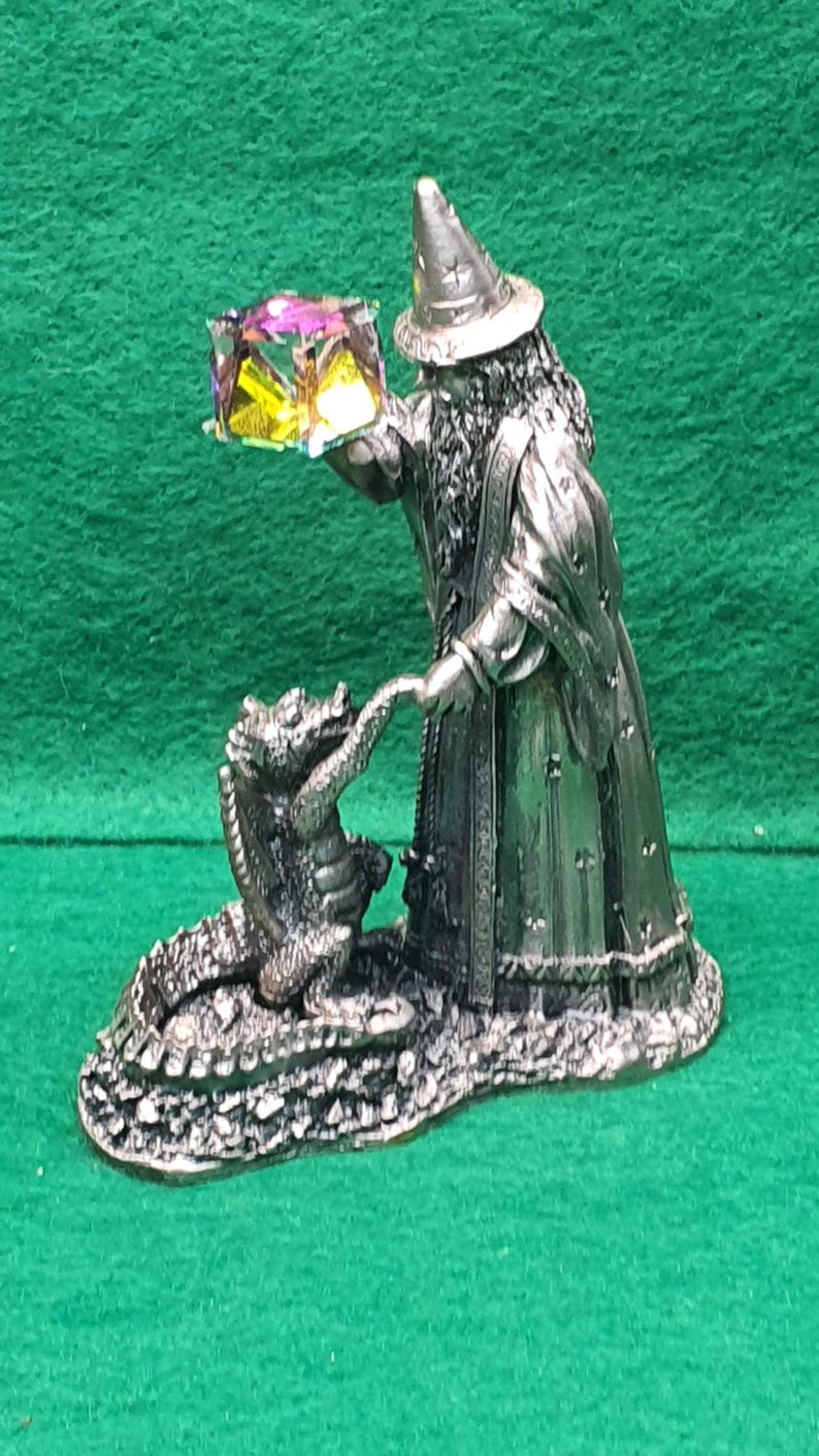 The Initiation Pewter Wizard & Dragon | Magic of the Crystal Collection ...