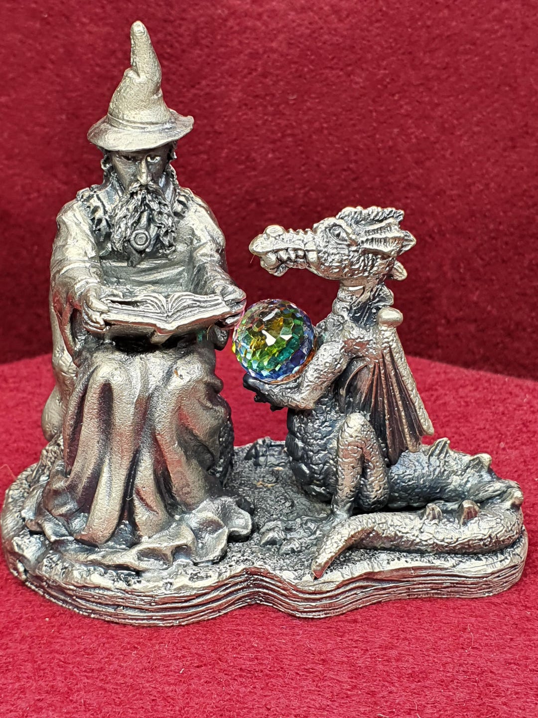 Pewter Wizard and Dragon Figurine: Runelore by Ray Lamb, Tudor Mint - Etsy