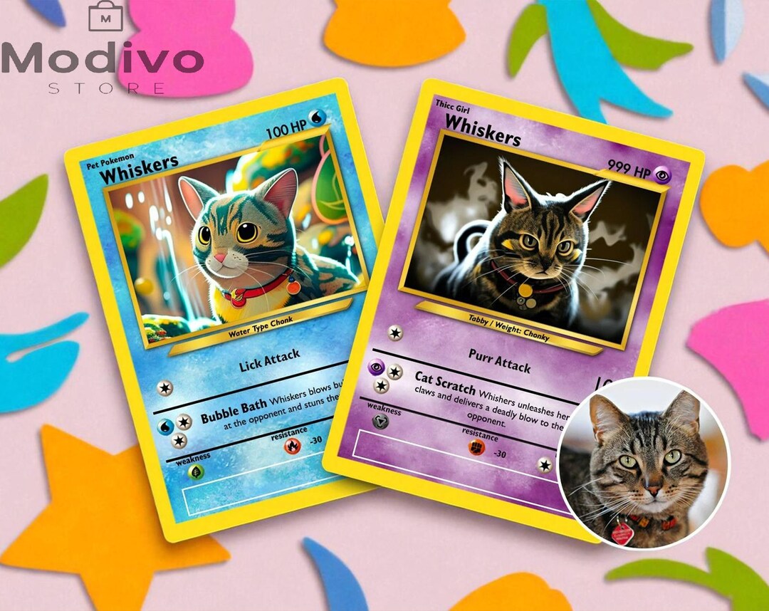 Custom Pokemon Style Card, Personalized Pet Card, Unique Dog or Cat ...