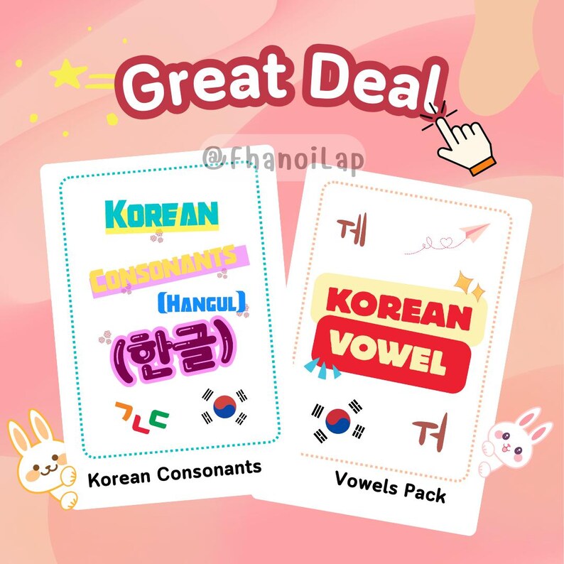 Korean Alphabet Learning Pack | Hangul Consonants & Vowels Flashcards ...